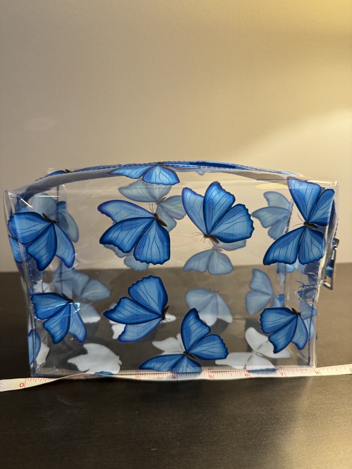 Ulta Clear Blue Butterfly Zippered Makeup Bag Travel Bag 8x3x5” NEW | eBay
