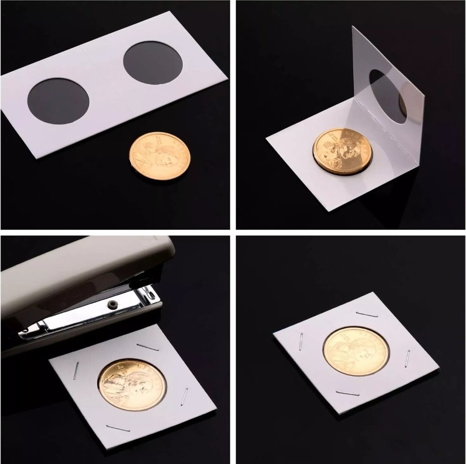 200Pcs Coin Holder Cardboard Mylar Paper Flip 2x2 29.0mm US 50 Cent ...