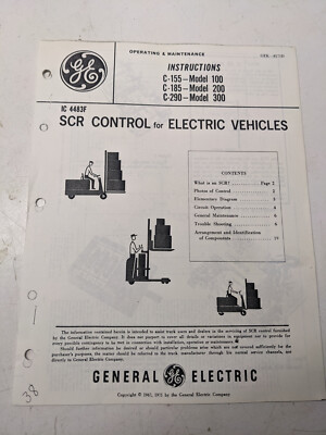 GE SCR CONTROL C- 155 185 290 100 200 300 IC 4483F 1971 GEK-8171D ...