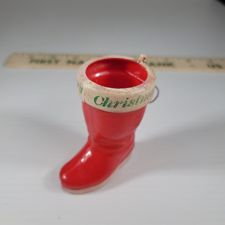 Vintage 1950's Rosbro Red Plastic Santa Boot Ornament Made in U.S.A. | eBay