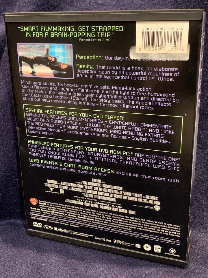THE MATRIX (DVD, 1999, Warner Bros.) *Keanu Reeves & Laurence Fishburne ...