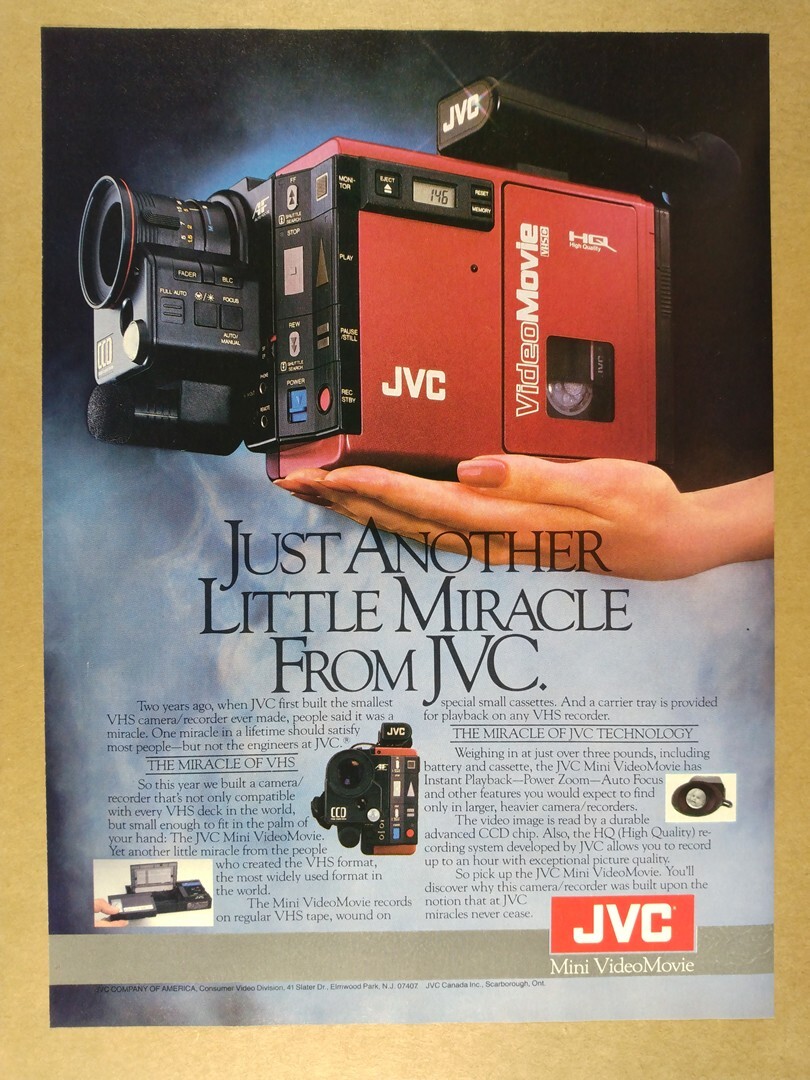 1986 JVC Mini VideoMovie VHS Camera-Recorder vintage print Ad | eBay