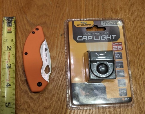 Lot - Cyclops Cap Light and Ozark Trail 6.5 in Titanium Folding Knife ...