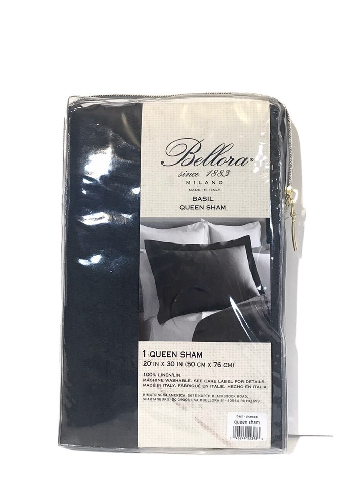 Bellora Milano Italy Basil Queen Sham 100% Linen in CHARCOAL | eBay