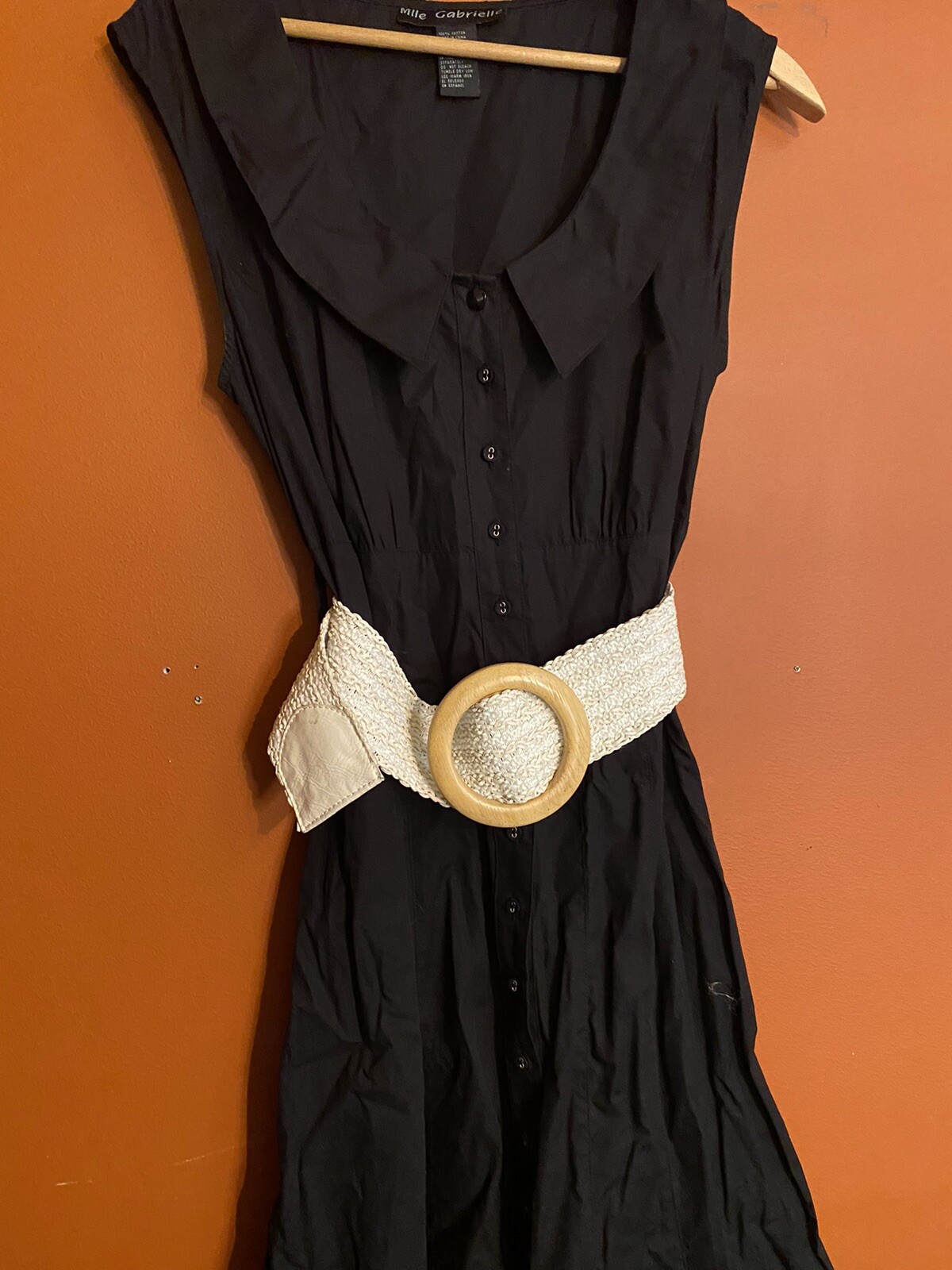 Black Cotton Pin Up Rockabilly Woven Belt Button Down… - Gem