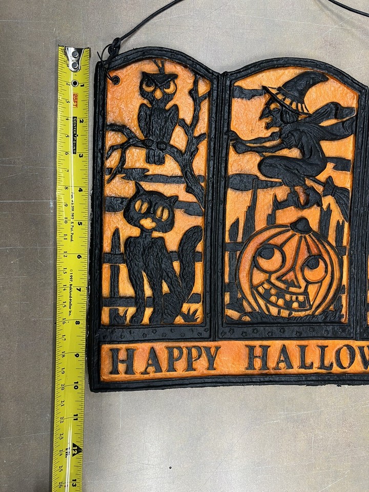 Vintage Style Happy Halloween Fireplace Screen Cutout Black Cat Witch ...