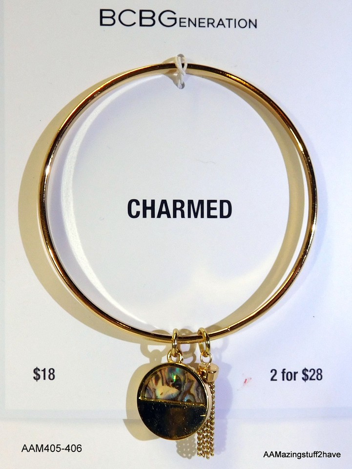 Gold Tone Charmed Bangle 2.5" Bracelet 2 Gold Tone charms BCBGeneration ...