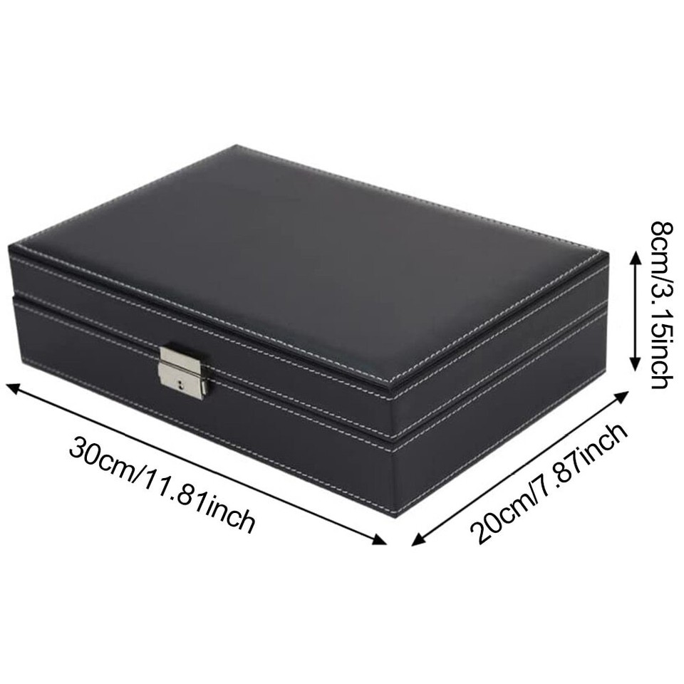 8Slot PU Leather Watch Box Stand with Mirror Lock Display Case Protable ...