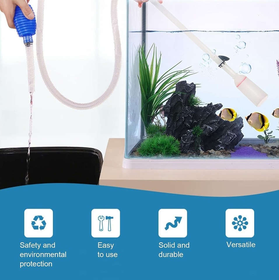 Hand Syphon Pump Aquarium Fish Tank Water Drain Gravel Cleaner Siphon ...