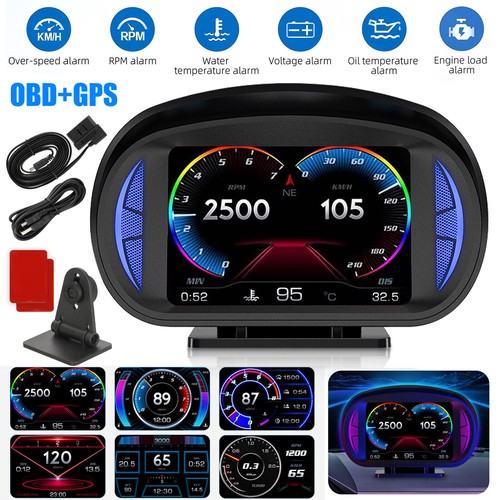 OBD2+GPS HUD Gauge Car Digital Speedometer Head Up Display Overspeed ...