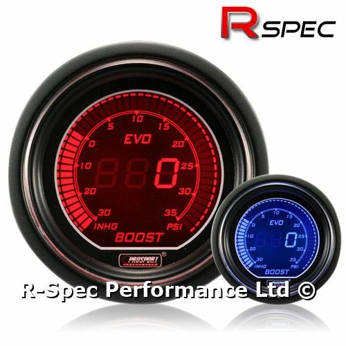 GENUINE Prosport 52mm Evo Blue / Red Display LCD Digital Turbo Boost ...