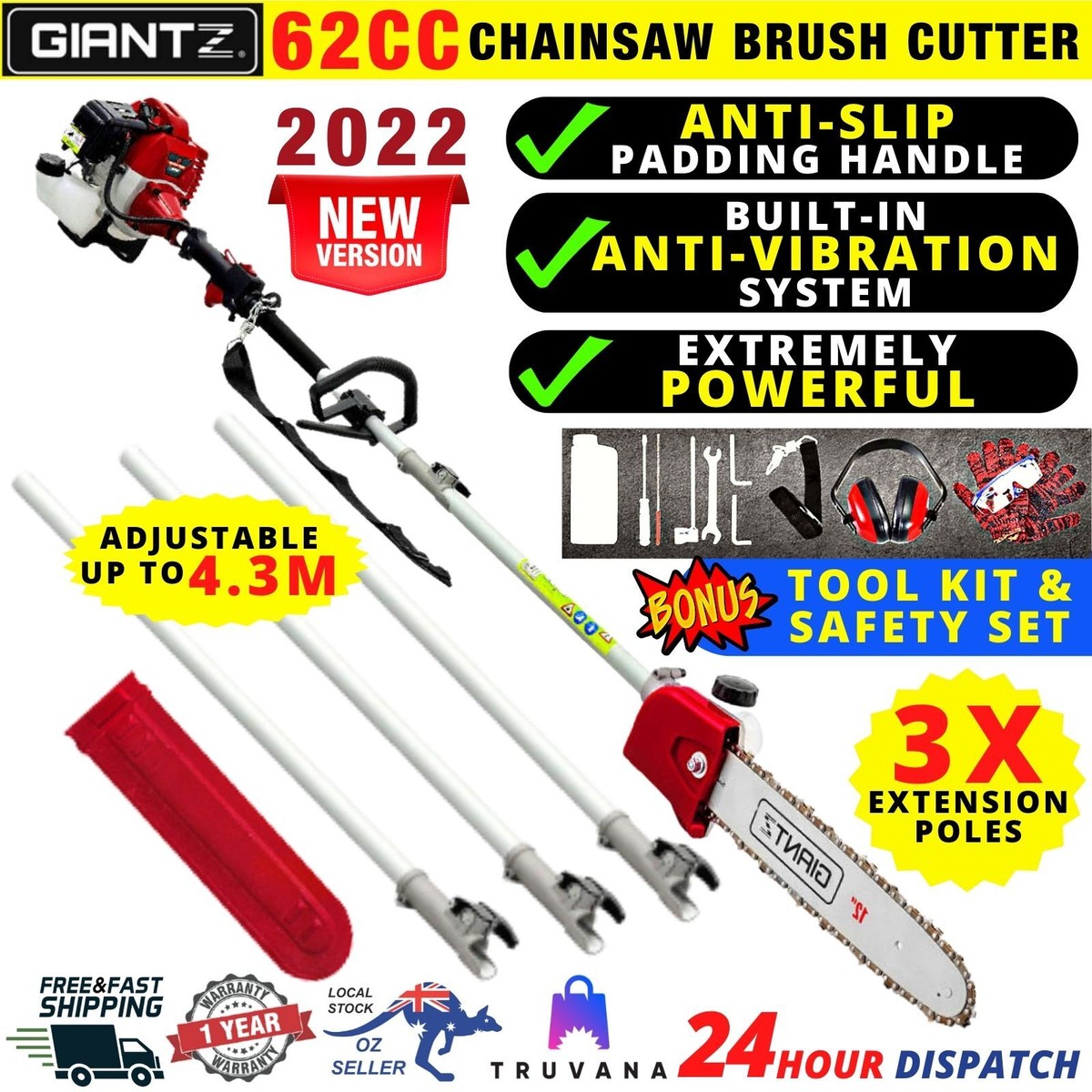 Vibration Extension Pole Cordless Tree Pruner | Tree Lopper | RYOBI