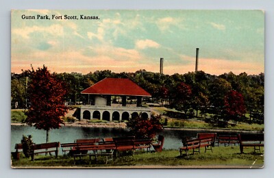 Postcard Fort Scott Kansas Gunn Park KS Local Community Scene Antique ...