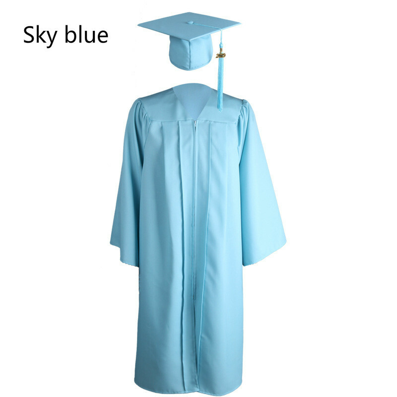 Men University Academic Graduation Gown Bachelors Dress Cap Hat Matte ...