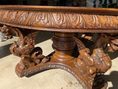 George C Flint Quarter Sawn Oak, 60” Round Griffin Table (price reduced ...