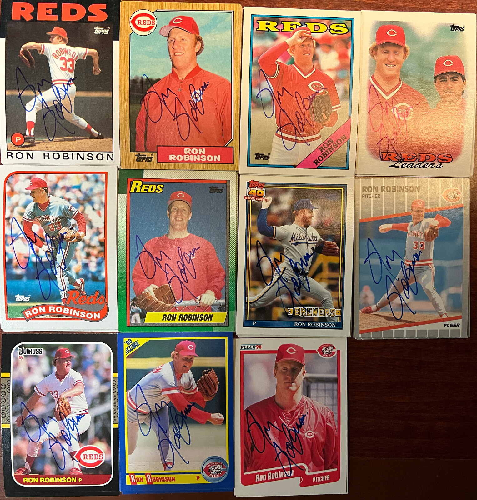 Cincinnati Reds RON ROBINSON Hand Signed 1990 Topps #604 Autograph Auto ...