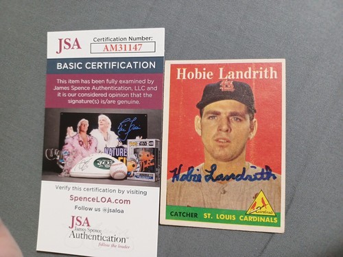 HOBIE LANDRITH 1958 Topps # 24 autographed signed card CARDINALS 58 JSA ...