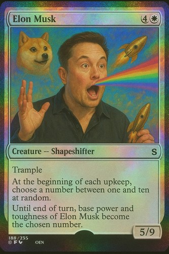 Fan Made MTG Parody Art Card aceo–Retro 2.5x3.5" Rare VV Elon Musk ...