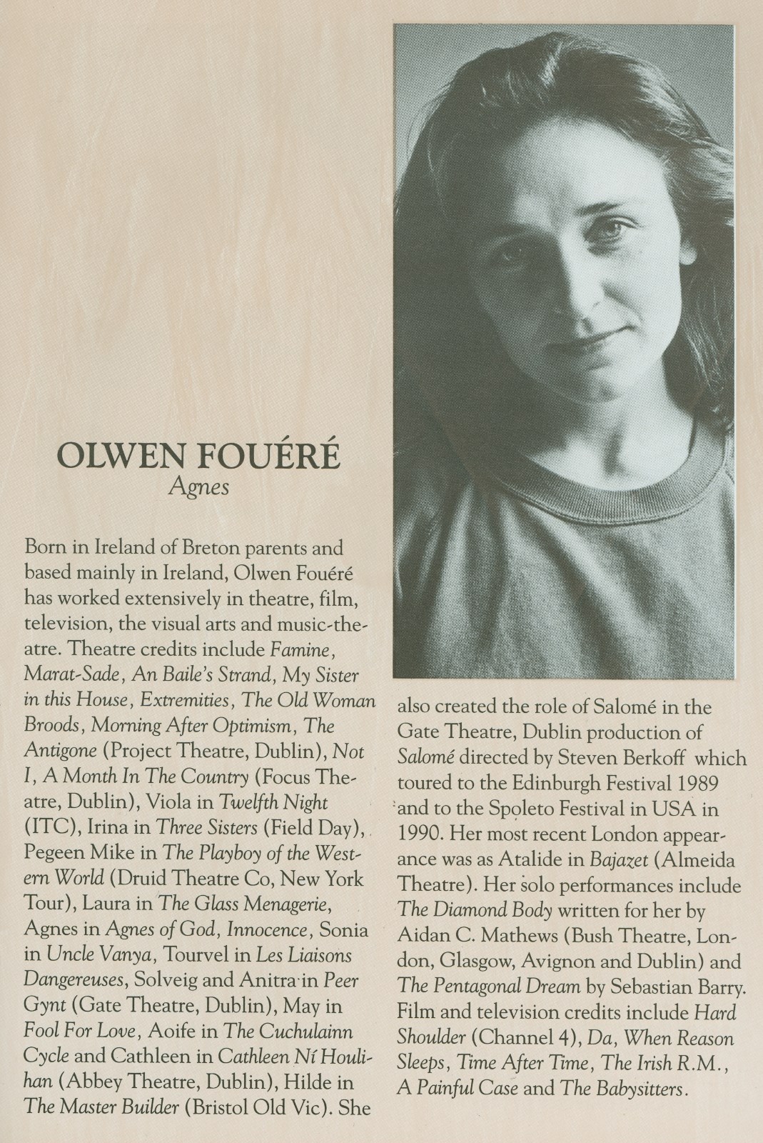 Playbill " Dancing at Lughnasa " Julia Dearden, Veronica Duffy, Orla ...