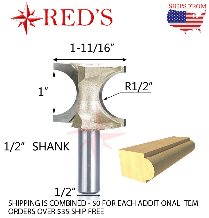 Tideway Pro LC6061608 1" DIA x 1/2" R Half Round 1/2" shank router bit ...