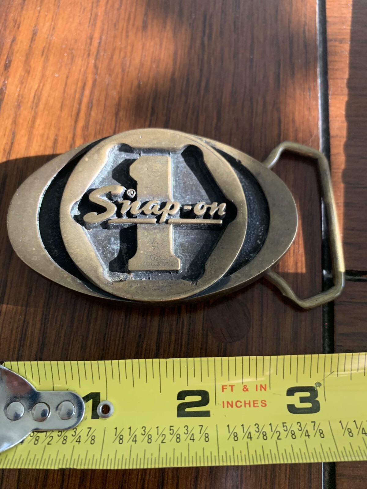 Vintage Snap On Tools Logo Belt Buckle Solid Brass Ma… - Gem