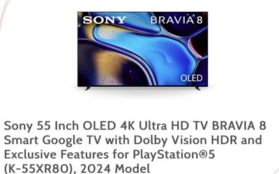 Sony BRAVIA 8 55” Class OLED 4K HDR Google TV | eBay