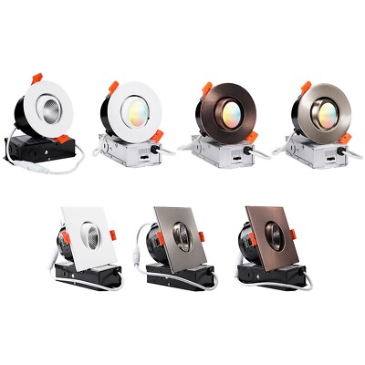 6-Pack 3 Inch 7W Gimbal LED Recessed Light with J-Box, Downlight ...