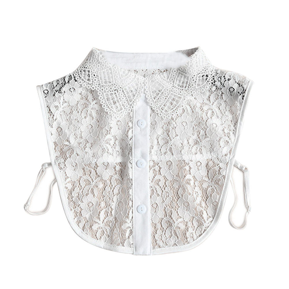 Women Lace Fake White Black Shirt Botton Collar Detachable Blouse ...