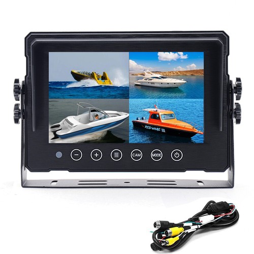 AHD 7" Quad Split Screen Monitor Waterproof For Truck Trailer Reversing ...