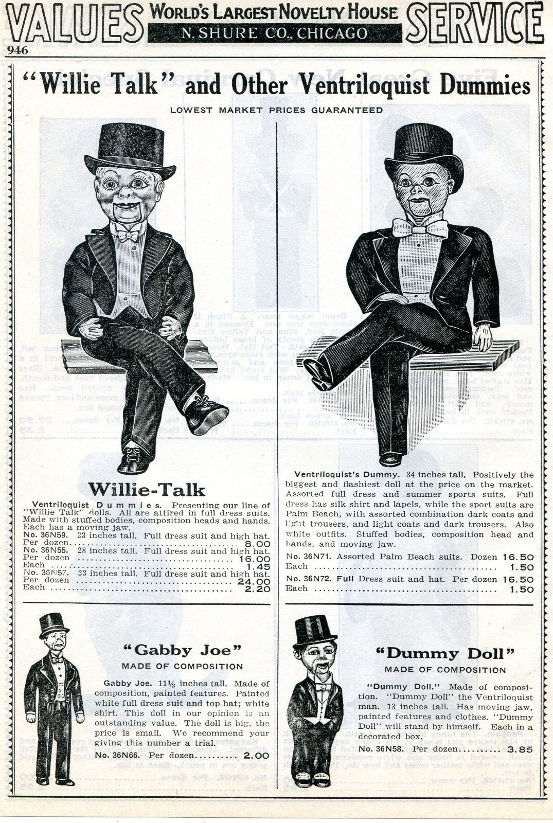 1938 Print Ad of Ventriloquist Dummies Willie Talk, Gabby Joe, Dummy ...