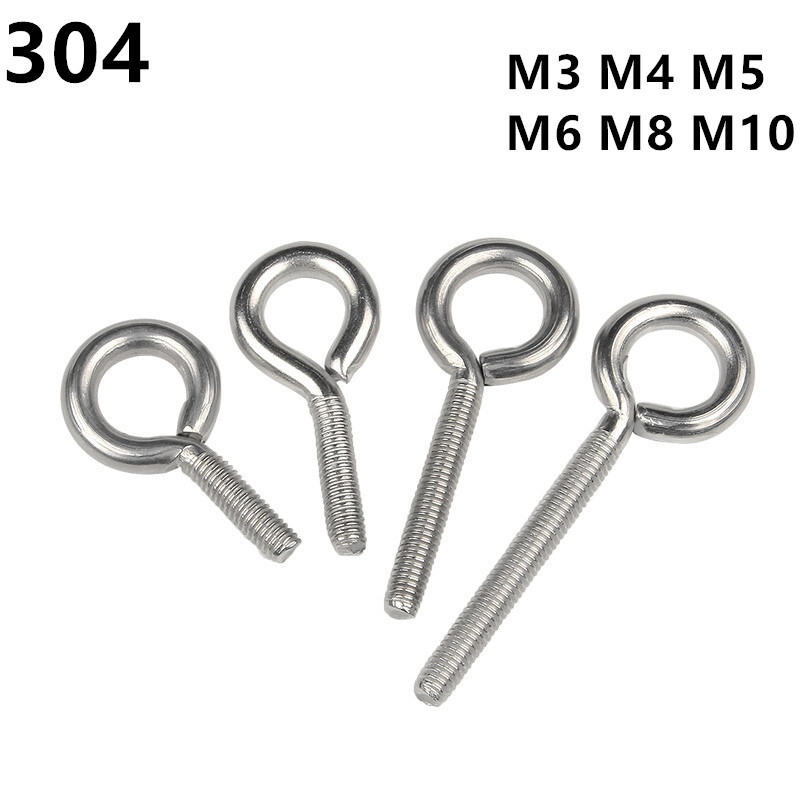 304 Stainless Steel Eye Hooks Turned Eye Bolts M3 M4 M5 M6 M8 M10 | eBay