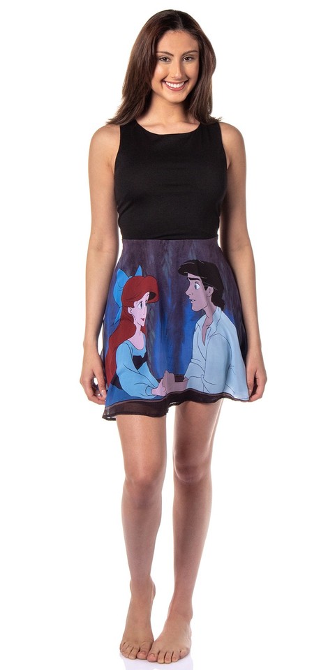 Disney The Little Mermaid Womens' Ariel And Eric Kiss The Girl Skater ...