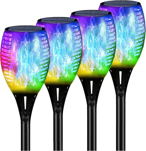 Multi Color Halloween RGB Christmas Outdoor Solar Torch Lights ...