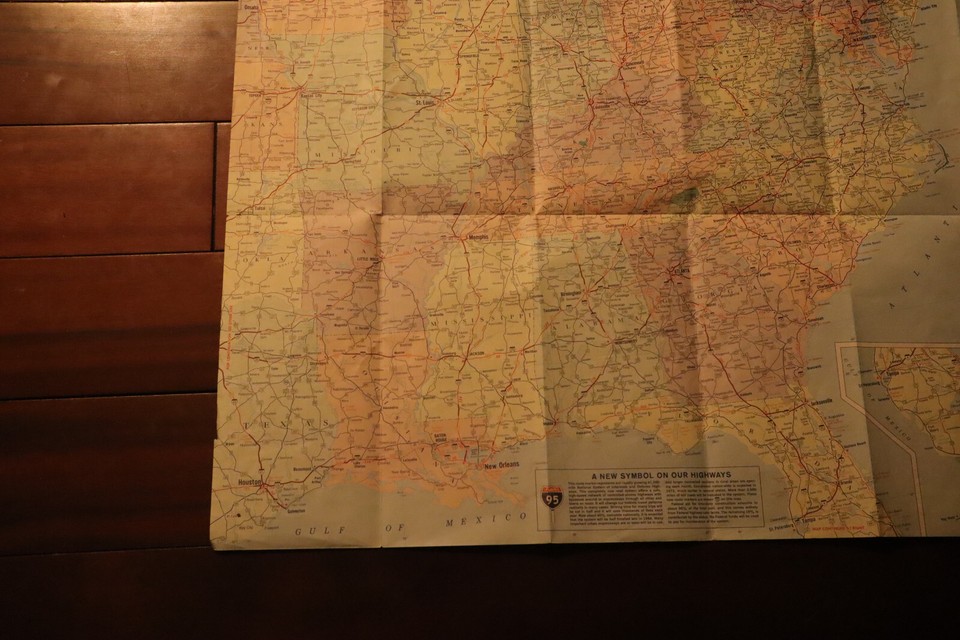 Esso United States Interstate Highway System 1964 25x24 Paper Road Map ...