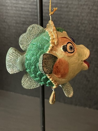 Katherine's Collection Kissing Fish Christmas Ornament Green Glitter ...