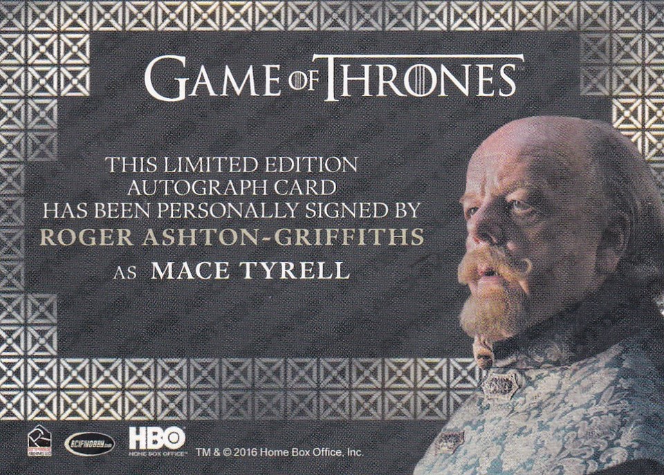 Game of Thrones Valyrain Steel Autograph Card Roger Ashton-Griffiths as ...