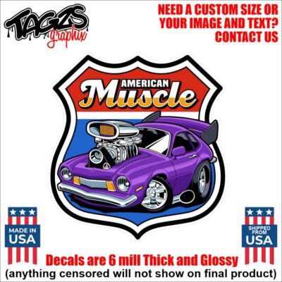 American Muscle Hotrod Printed & Laminated Window Decal Sticker Car ...