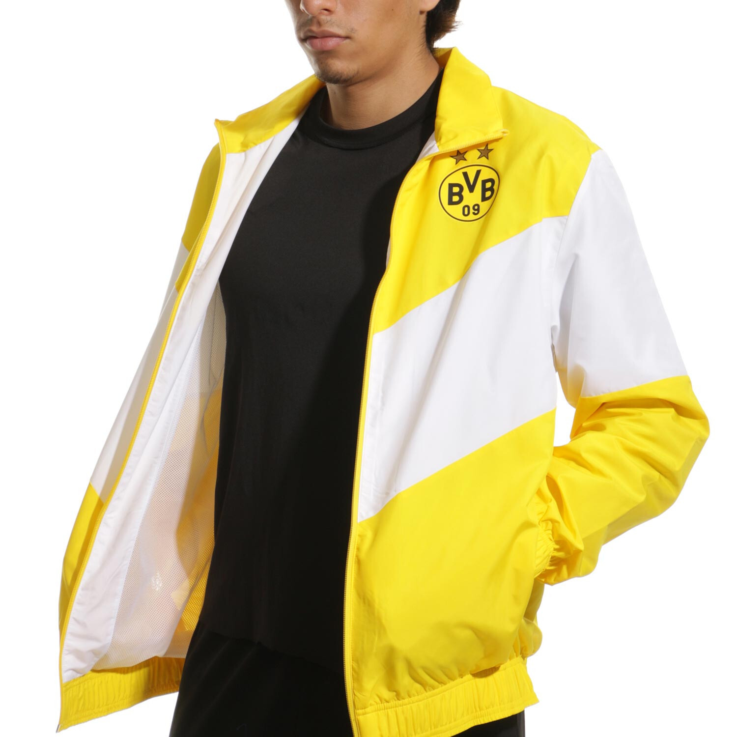 New Puma Borussia Dortmund BVB Prematch Soccer Jacket Sz M Yellow-White ...