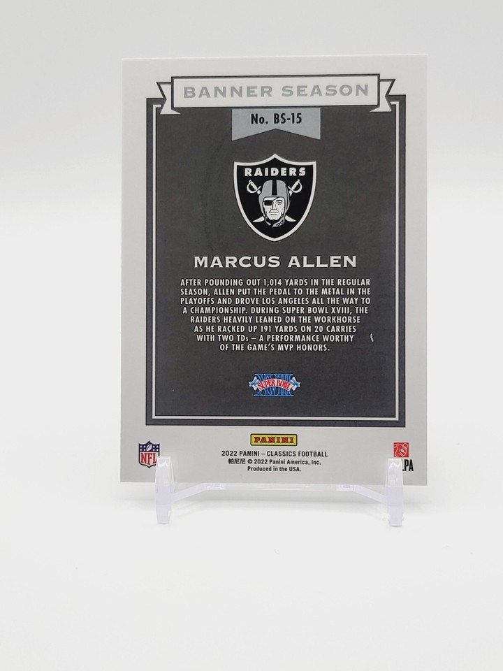 Marcus Allen "BANNER SEASON" 2022 Panini Classics #BS-15 Raiders HOF ...