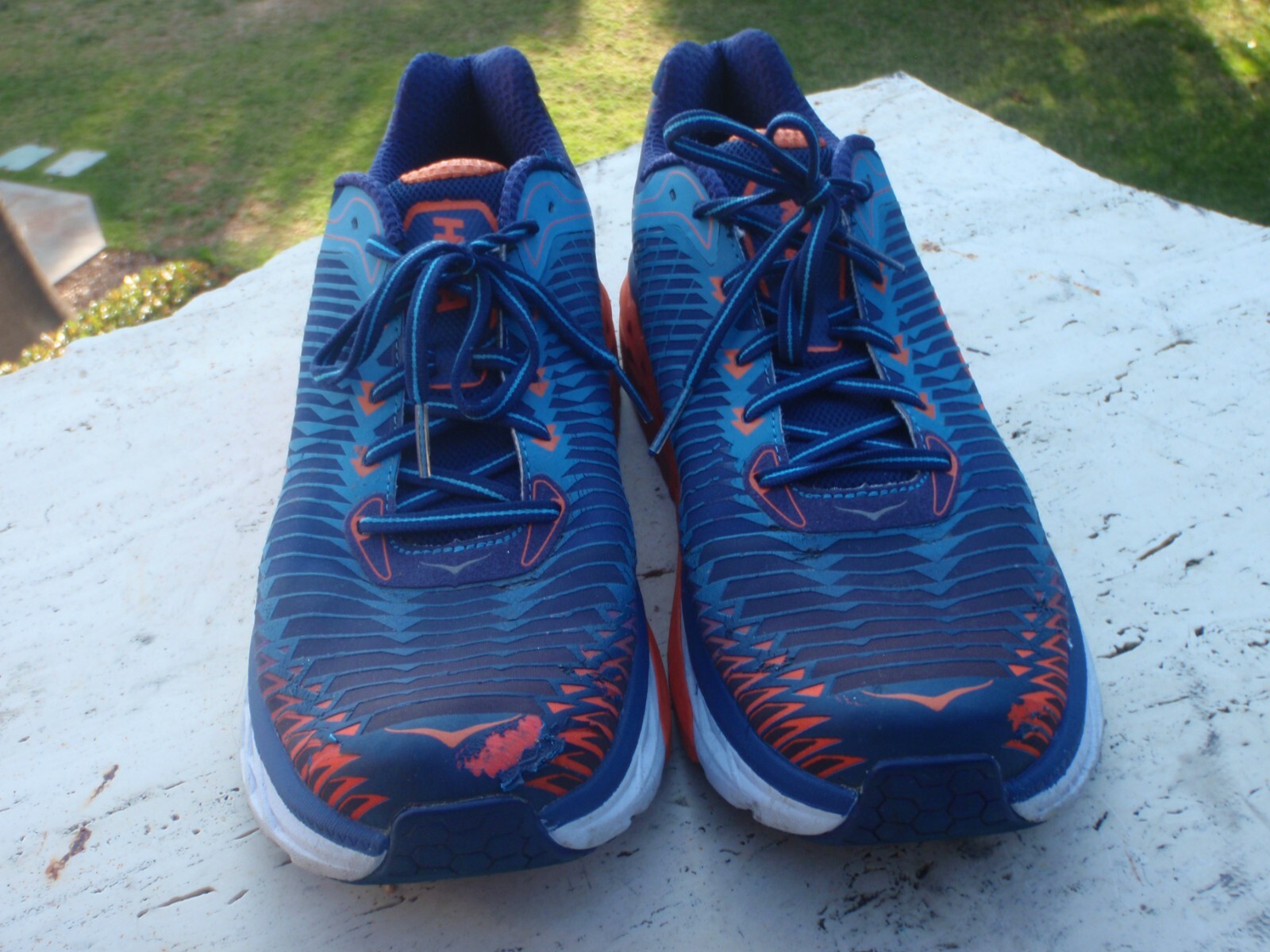 HOKA ONE ONE ARAHI BLUE ORANGE WHITE MEN 11.5 EU 46 COPPER FIT BALANCE ...