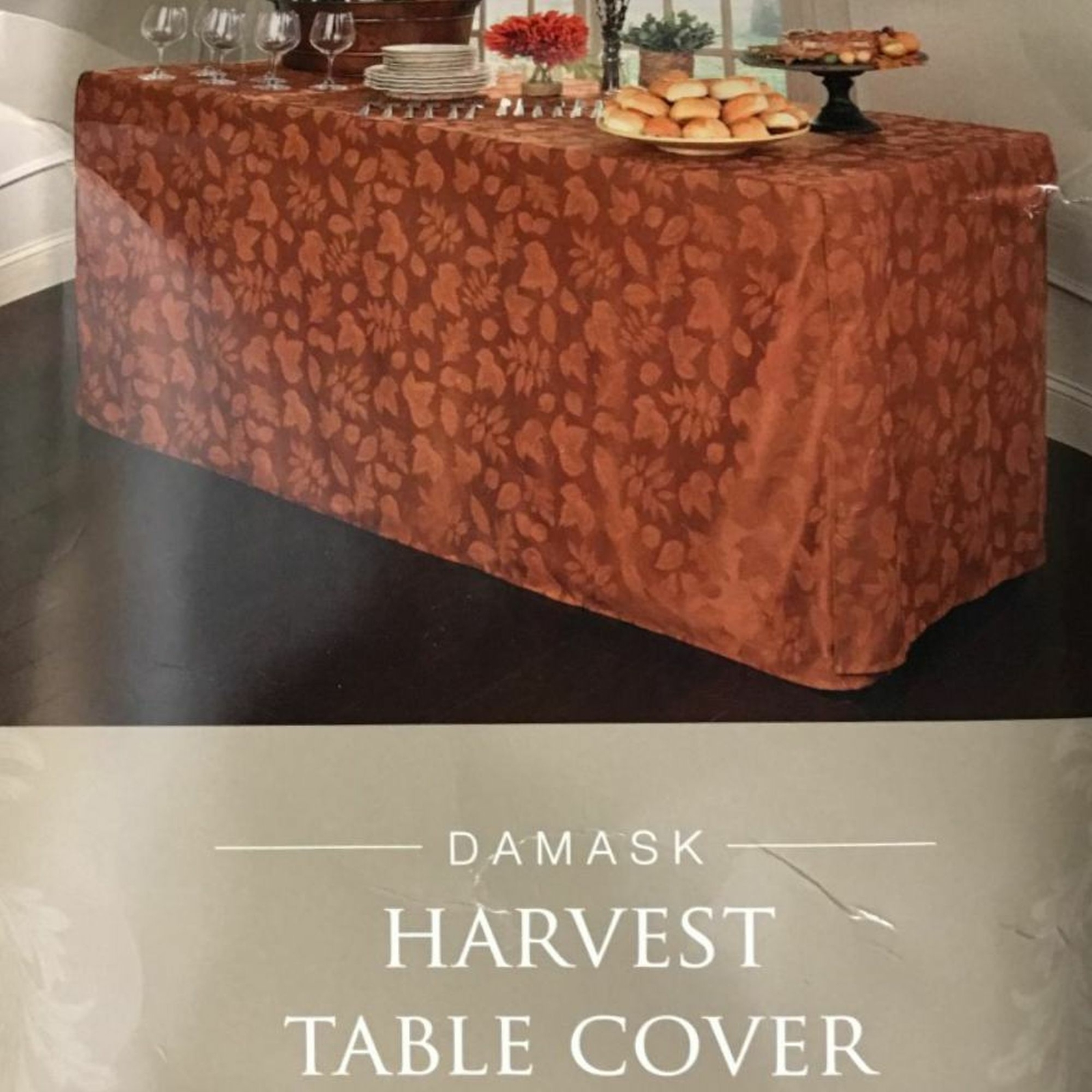 Autumn Gatherings Bronze Rust Damask Fabric Banquet Tablecloth, 6 ...
