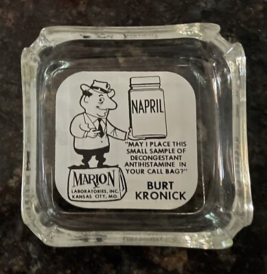 Rare Vintage Marion Laboratories Salesman Sample Glass Ashtray * 2 ...