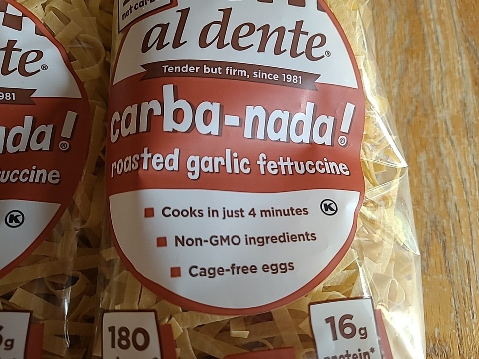 3 Bags Al Dente Pasta Carba-Nada Roasted Garlic Fettucine 10 oz Low ...
