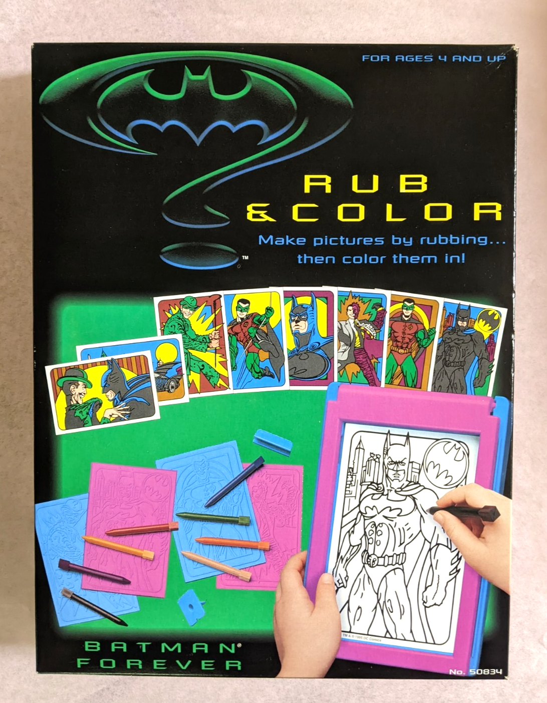 Batman Forever Rub & Color 1995 Robin Riddler Two Face Craft House New ...