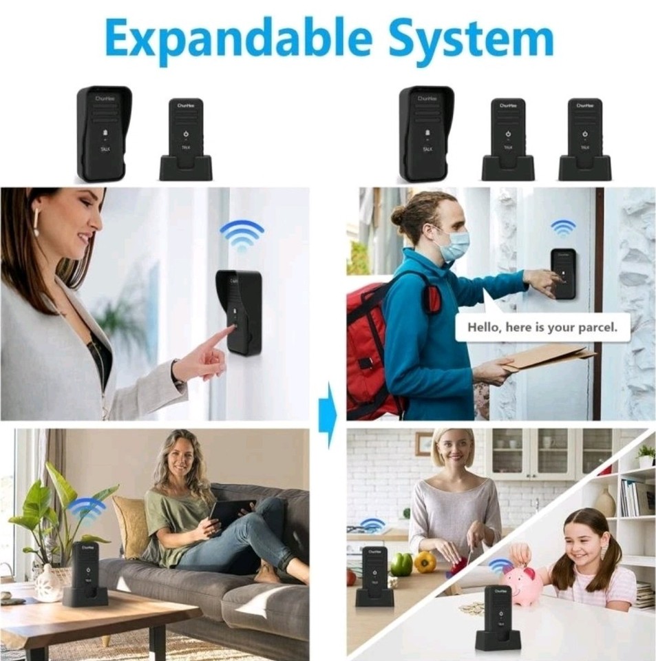 Wireless Intercom Doorbell System – Two‑Way Talk Long‑Range 3000 ft ...