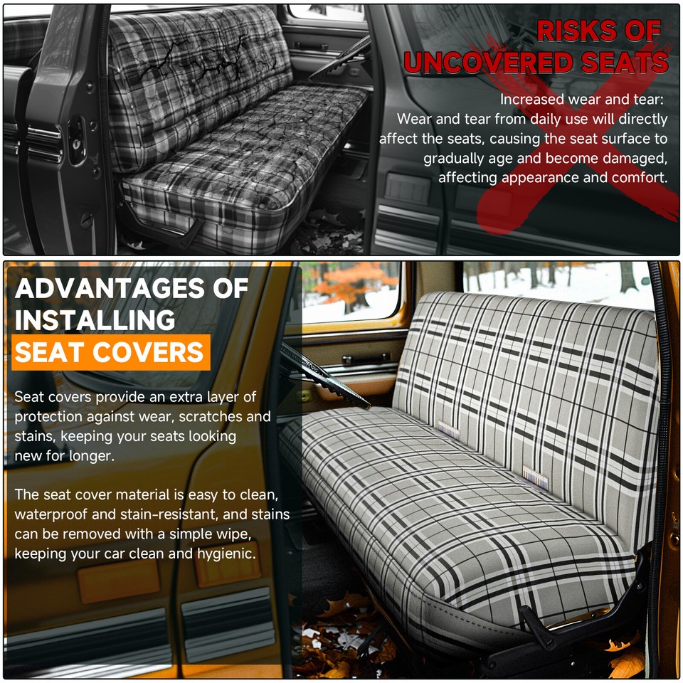 For Chevy C10 C20 C30 Old Truck Bench Seat Cover Saddle Blanket Plaid ...