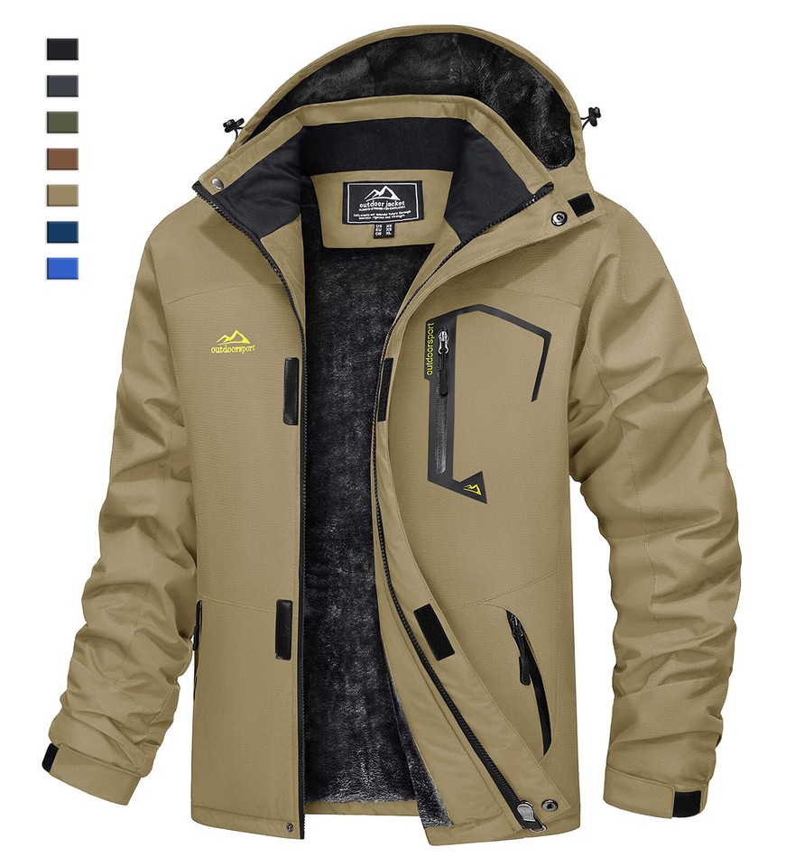 Men's Winter Waterproof Ski Snow Jacket Warm Fleece Outdoor Hiking ...