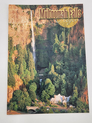 Multnomah Falls & lodge Oregon postcard unposted Aerial view Smith ...