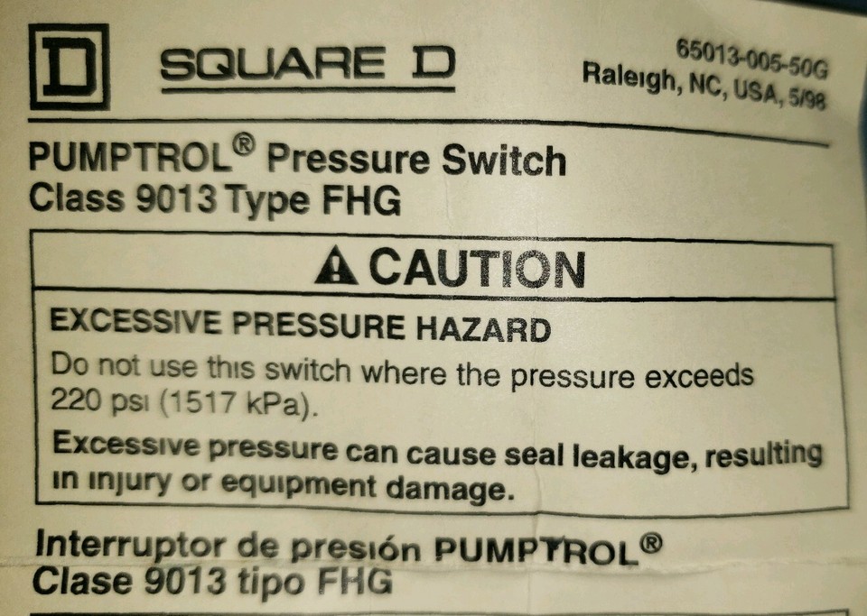 SQUARE D PUMP CONTROL 9013FHG2K99X | eBay