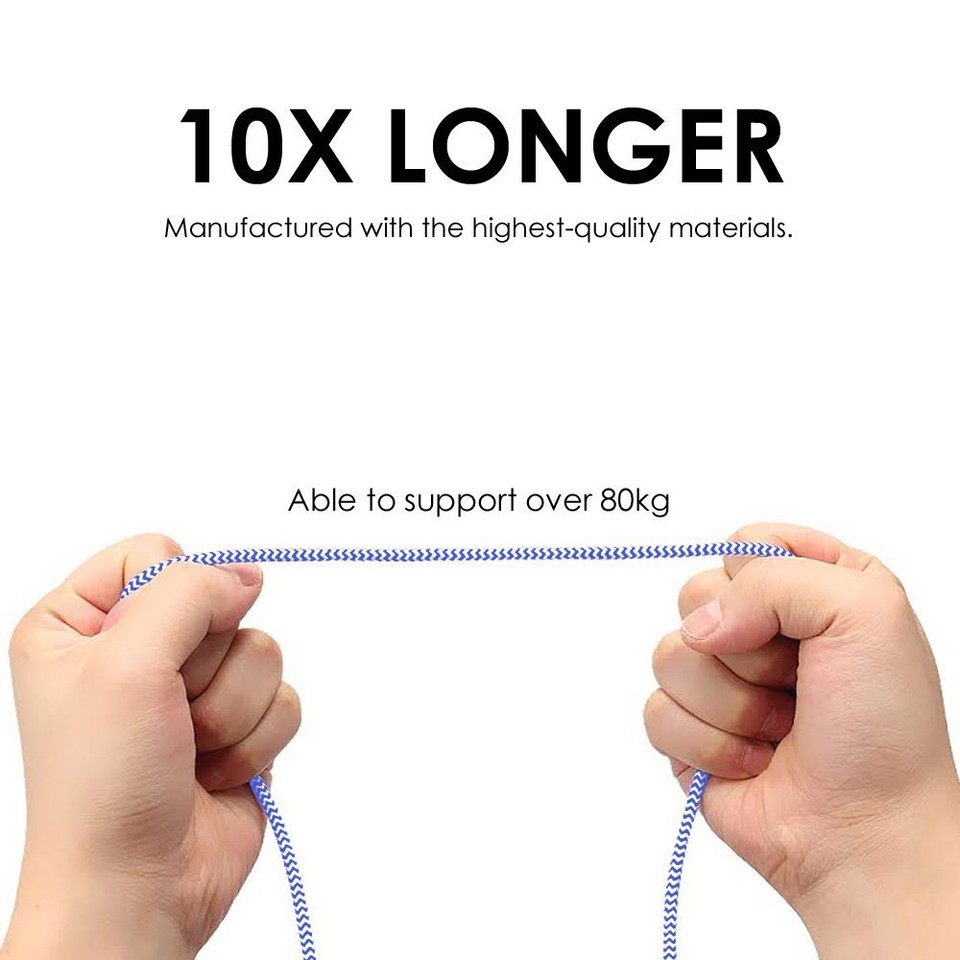 Nylon Braided Rope USB-C Type-C Data Sync Charger Charging Cable Cord ...